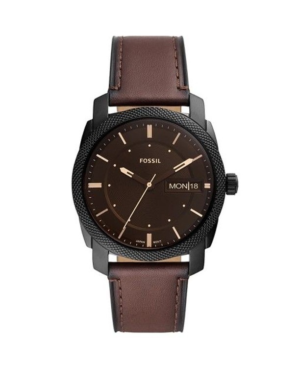 Fossil Brown Leather Strap Black Dial Watch Model Machine FS5901 ...