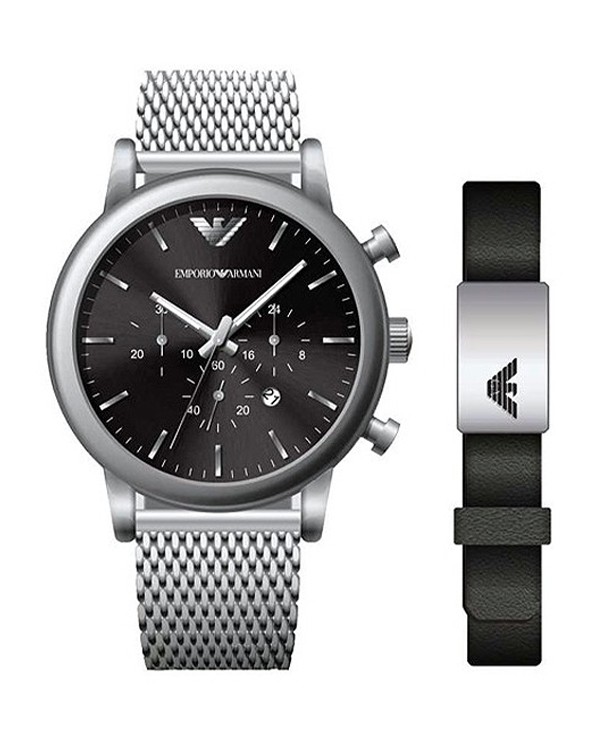 Emporio Armani Chronograph Stainless Steel Men's Watch Model AR80062SET ...